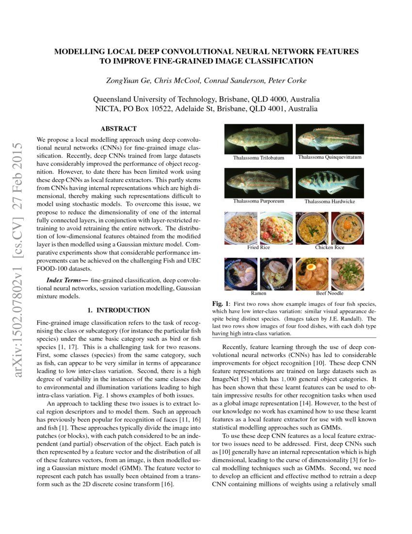 Modelling Local Deep Convolutional Neural Network Features To Improve Fine Grained Image