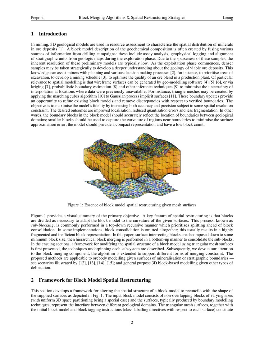 Modelling Orebody Structures Block Merging Algorithms And Block Model