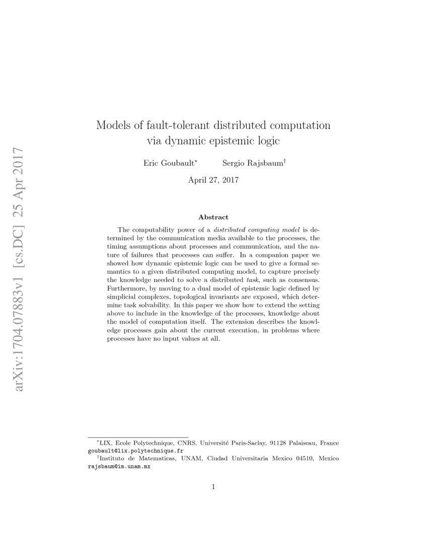 Models Of Fault Tolerant Distributed Computation Via Dynamic Epistemic Logic Deepai