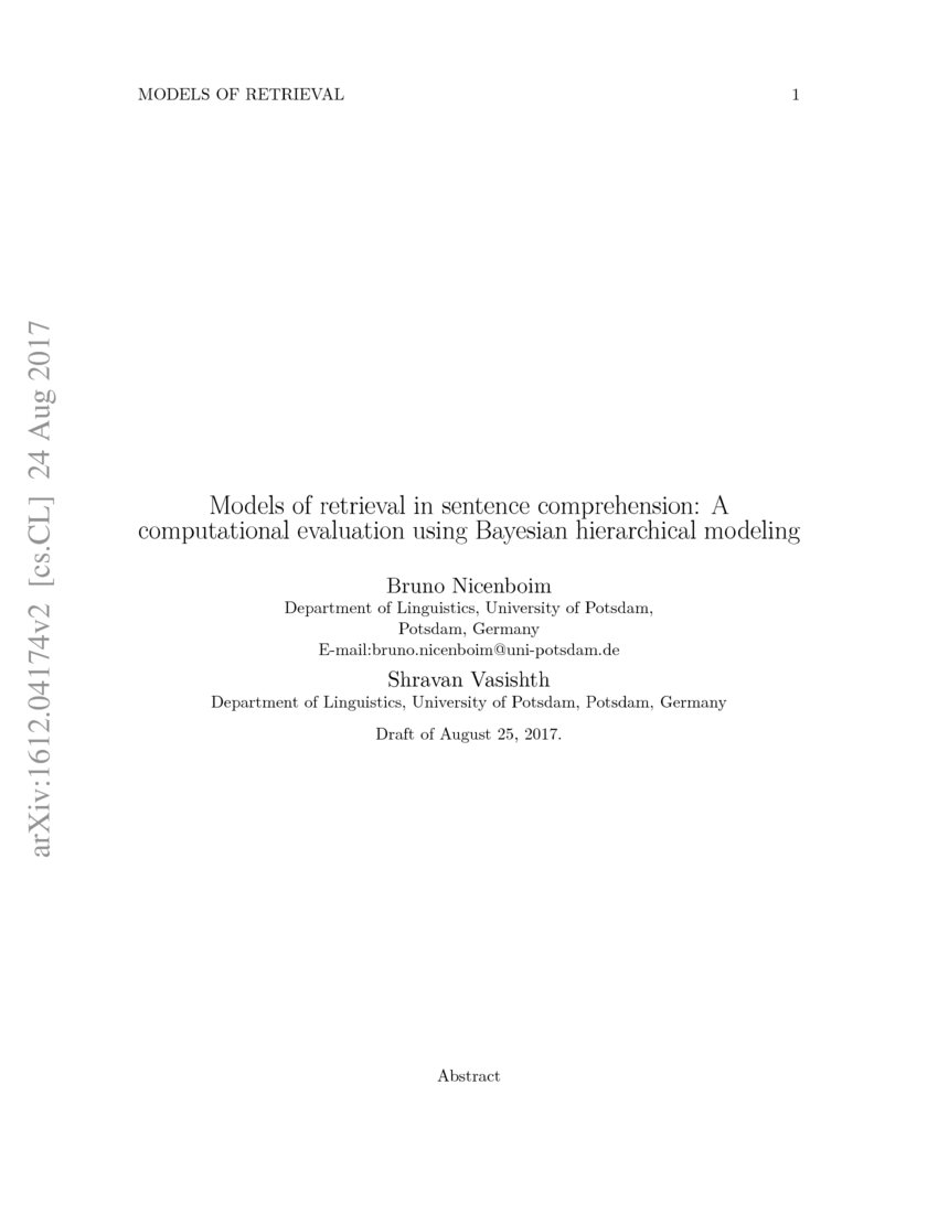 Models of retrieval in sentence comprehension: A computational ...