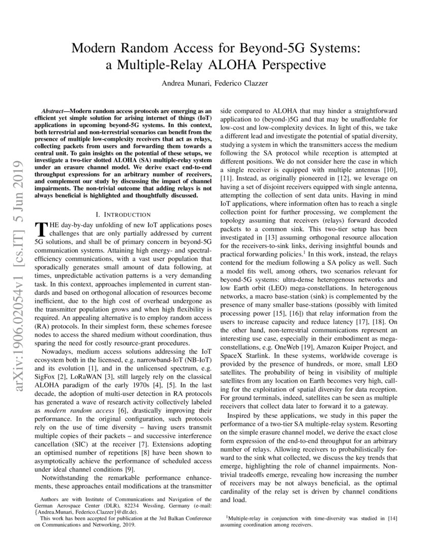 Modern Random Access for Beyond-5G Systems: a Multiple-Relay ALOHA ...