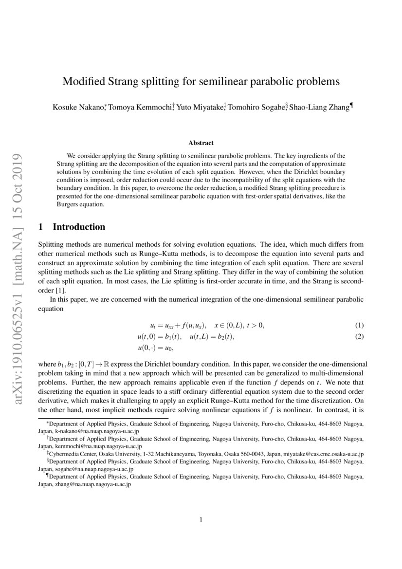 Modified Strang splitting for semilinear parabolic problems | DeepAI