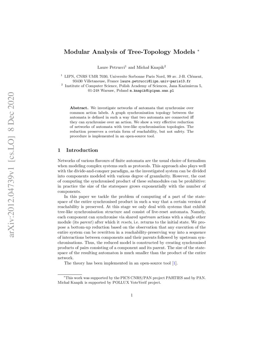Modular Analysis of Tree-Topology Models | DeepAI