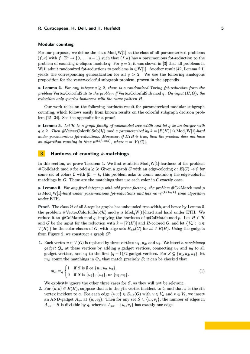 Modular counting of subgraphs: Matchings, matching-splittable graphs ...