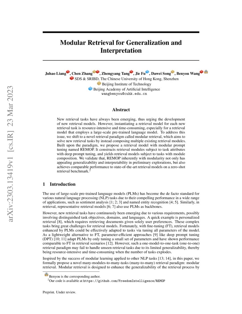 Modular Retrieval For Generalization And Interpretation Deepai
