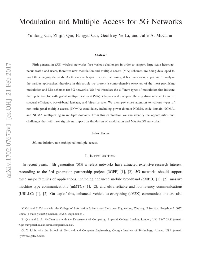 Modulation And Multiple Access For 5g Networks Deepai