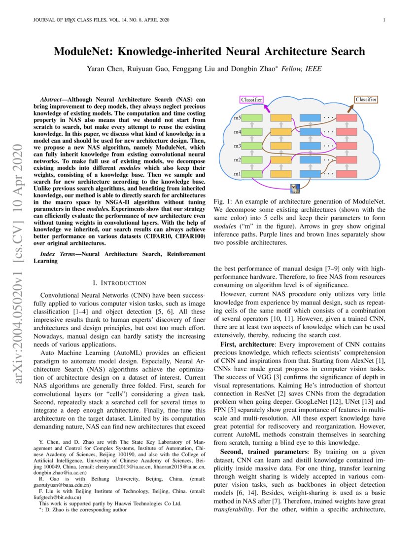 ModuleNet: Knowledge-inherited Neural Architecture Search | DeepAI