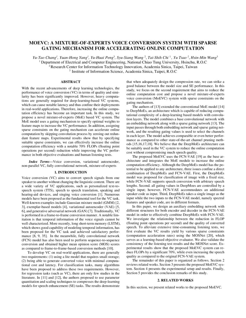 MoEVC: A Mixture-of-experts Voice Conversion System with Sparse Gating ...