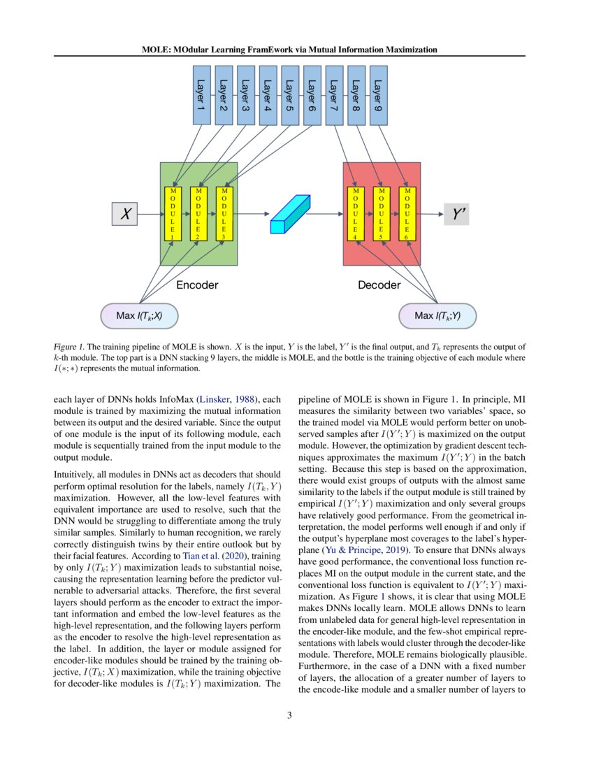 Mole Modular Learning Framework Via Mutual Information Maximization 3629