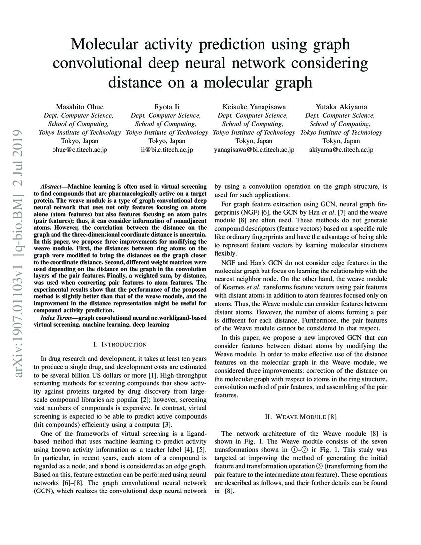 Molecular Activity Prediction Using Graph Convolutional Deep Neural