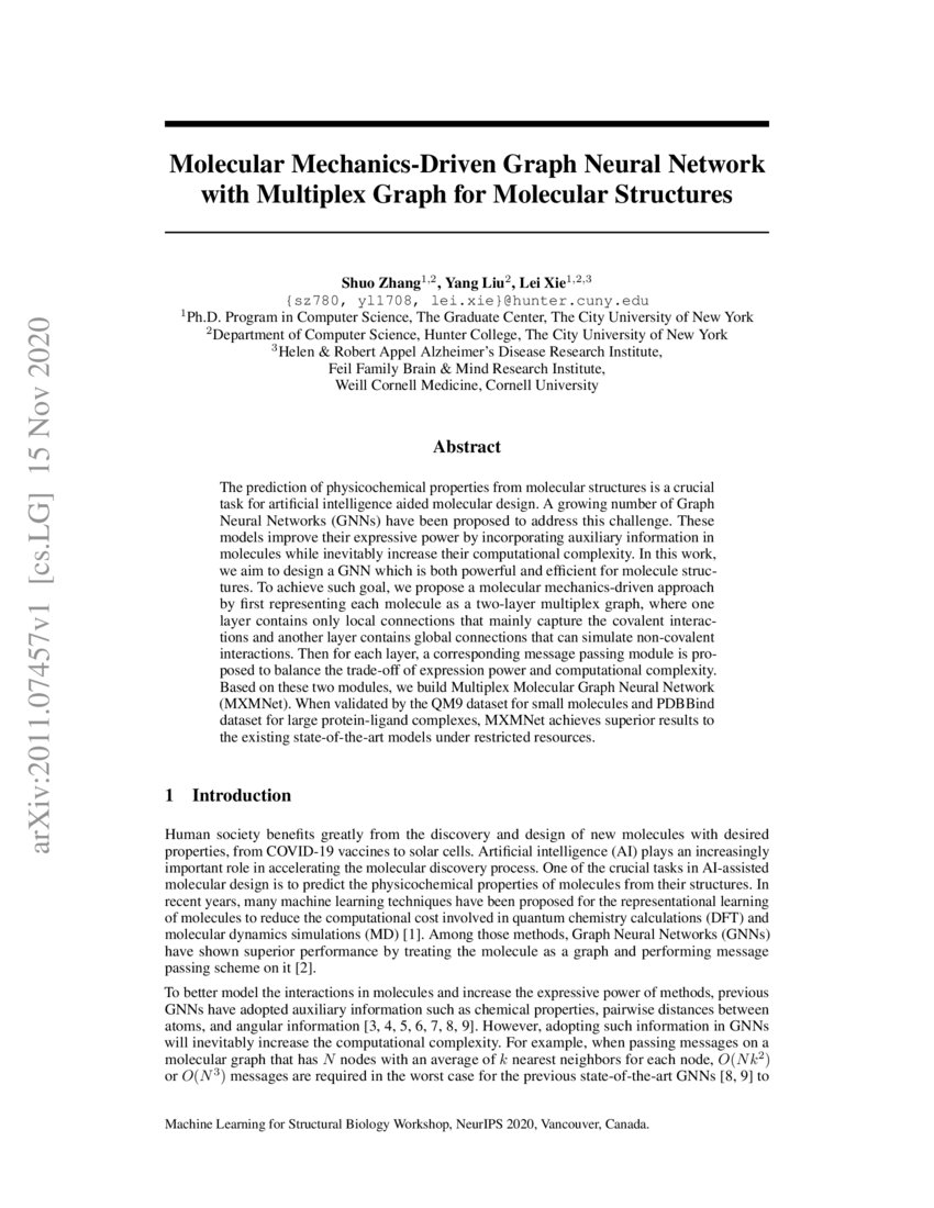Molecular Mechanics-Driven Graph Neural Network with Multiplex Graph for Molecular Structures ...