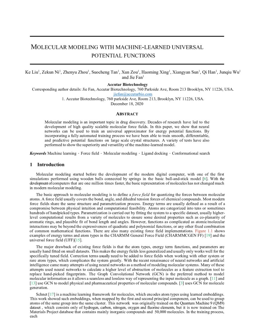 Molecular modeling with machine-learned universal potential functions ...