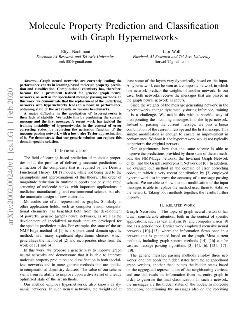 Molecule Property Prediction and Classification with Graph ...
