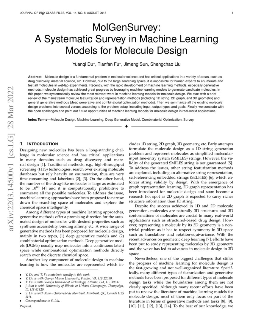 MolGenSurvey: A Systematic Survey in Machine Learning Models for ...