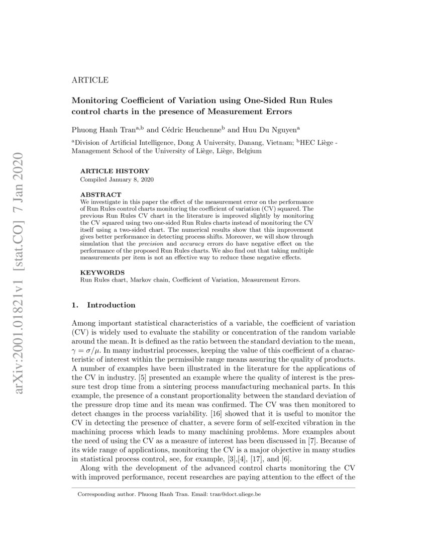 Monitoring Coefficient Of Variation Using One Sided Run Rules Control