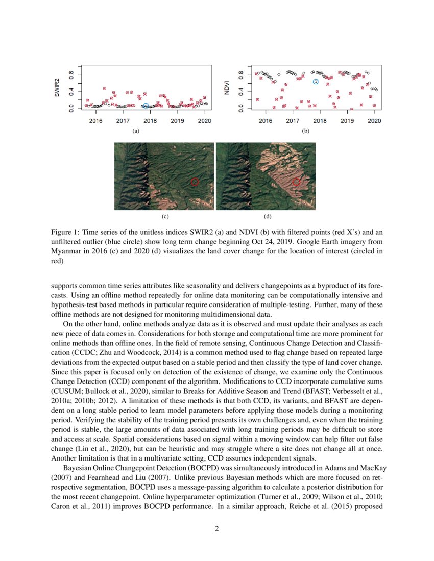 Monitoring Deforestation Using Multivariate Bayesian Online Changepoint Detection with Outliers ...