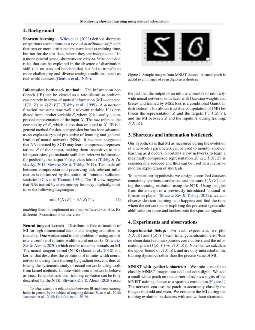 Monitoring Shortcut Learning using Mutual Information | DeepAI
