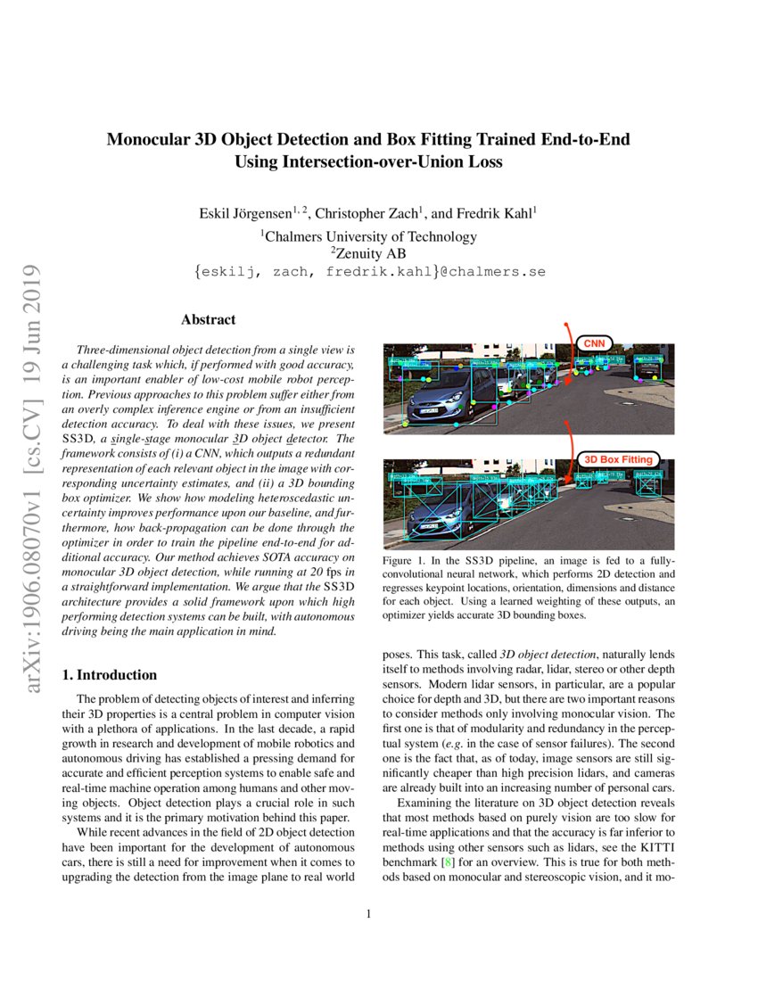 Monocular 3d Object Detection And Box Fitting Trained End To End Using