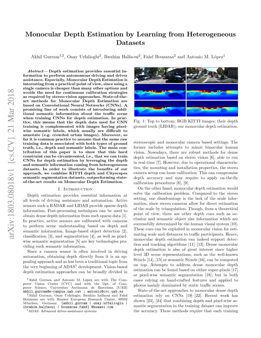 Monocular Depth Estimation by Learning from Heterogeneous Datasets | DeepAI