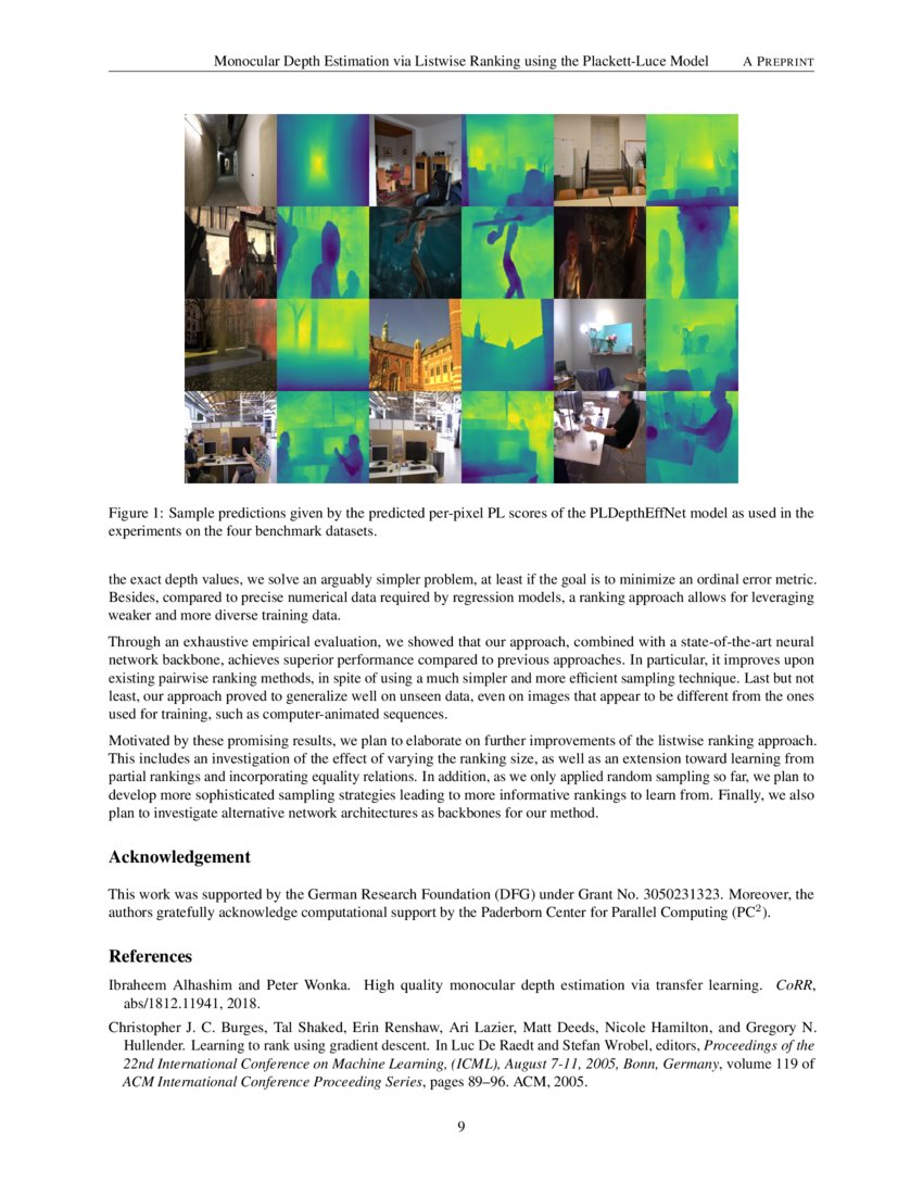 Monocular Depth Estimation via Listwise Ranking using the Plackett-Luce ...