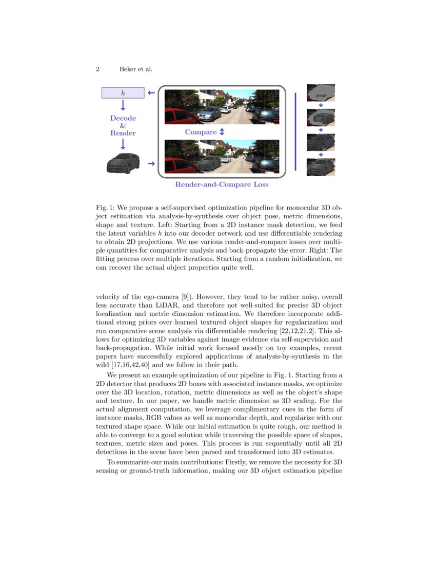 Monocular Differentiable Rendering For Self Supervised 3d Object Detection Deepai 5435