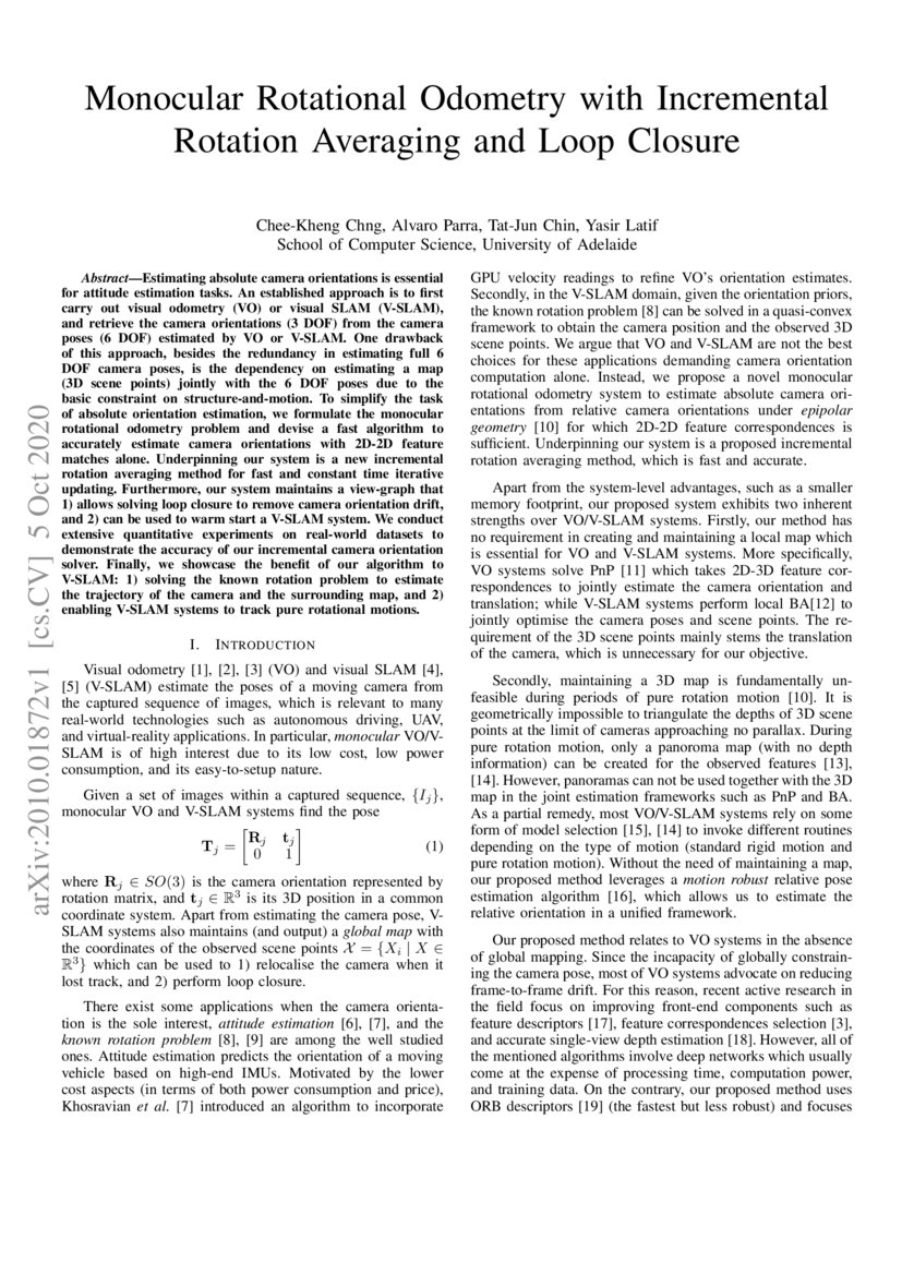 Monocular Rotational Odometry With Incremental Rotation Averaging And Loop Closure Deepai