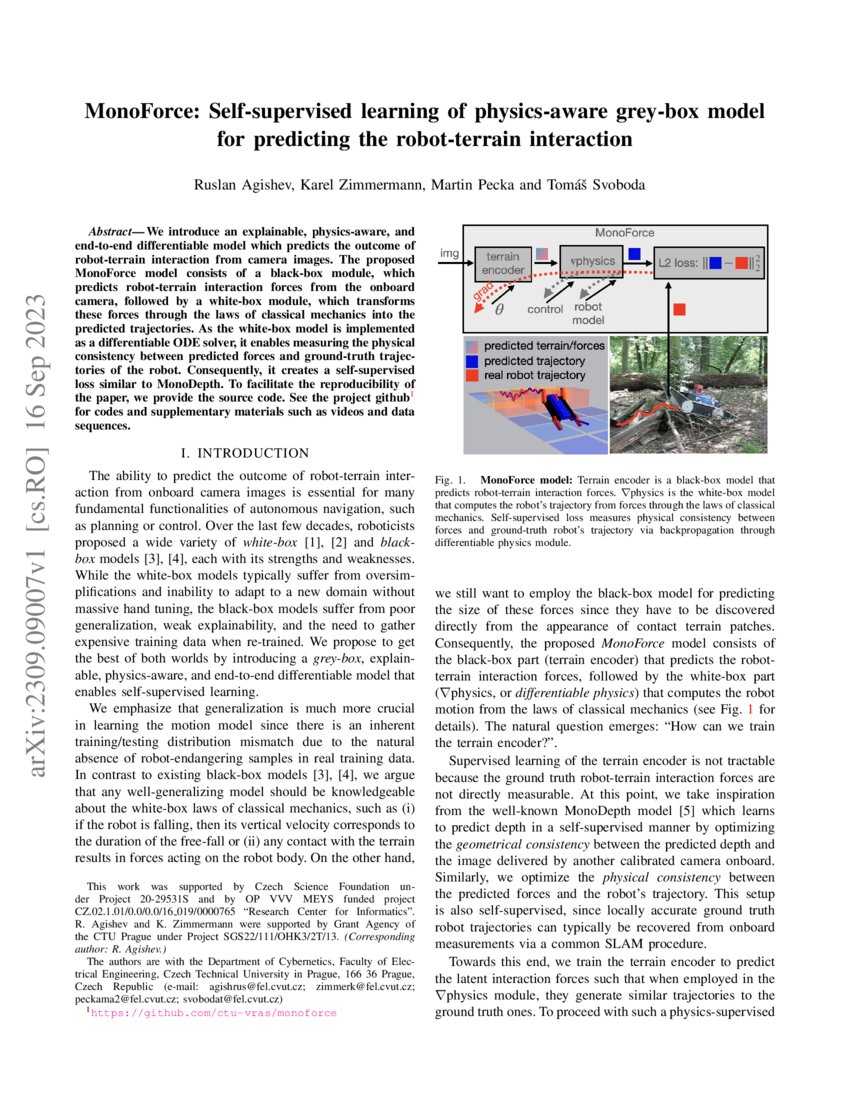 Monoforce Self Supervised Learning Of Physics Aware Grey Box Model For Predicting The Robot