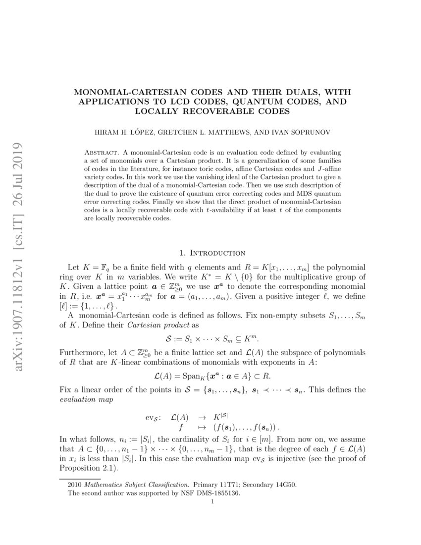 Monomial Cartesian Codes And Their Duals With Applications To Lcd