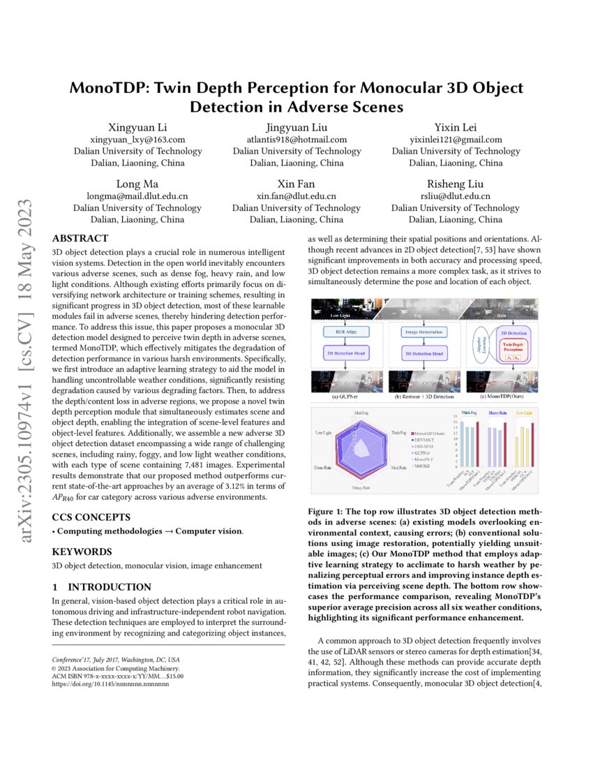Monotdp Twin Depth Perception For Monocular 3d Object Detection In Adverse Scenes Deepai