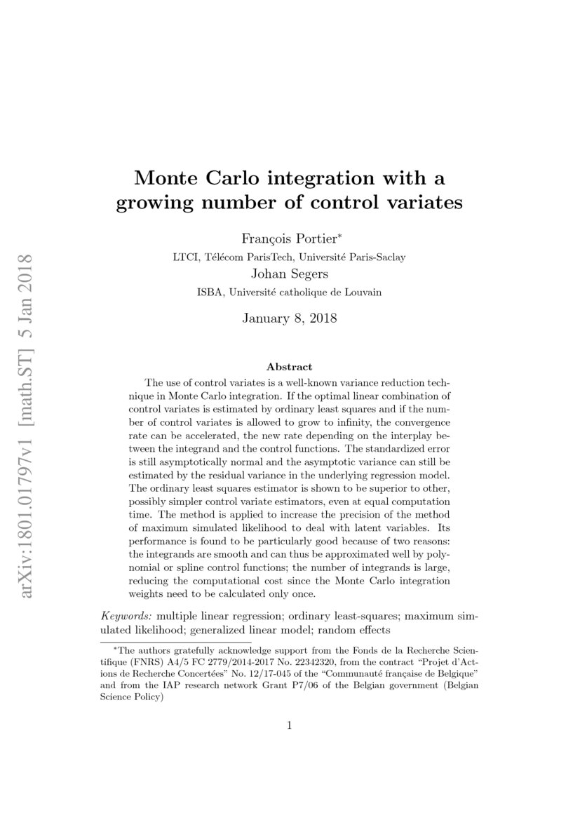 Monte Carlo Integration With A Growing Number Of Control Variates Deepai