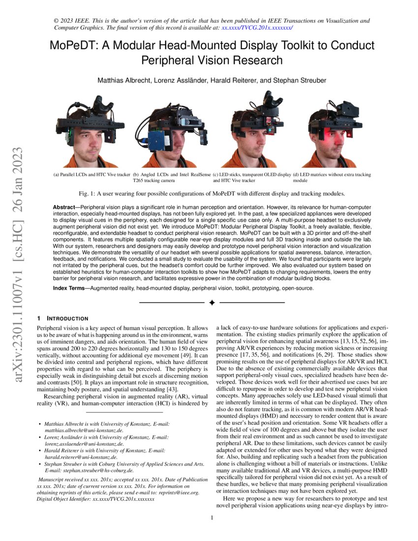 MoPeDT: A Modular Head-Mounted Display Toolkit to Conduct Peripheral ...