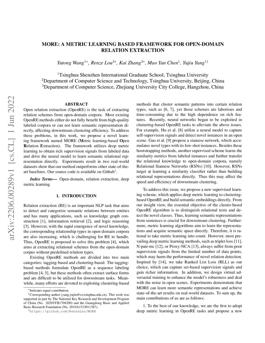 More A Metric Learning Based Framework For Open Domain Relation Extraction Deepai