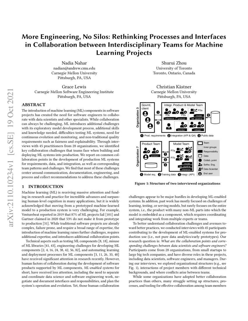 Collaboration Challenges in Building ML-Enabled Systems: Communication, Documentation ...