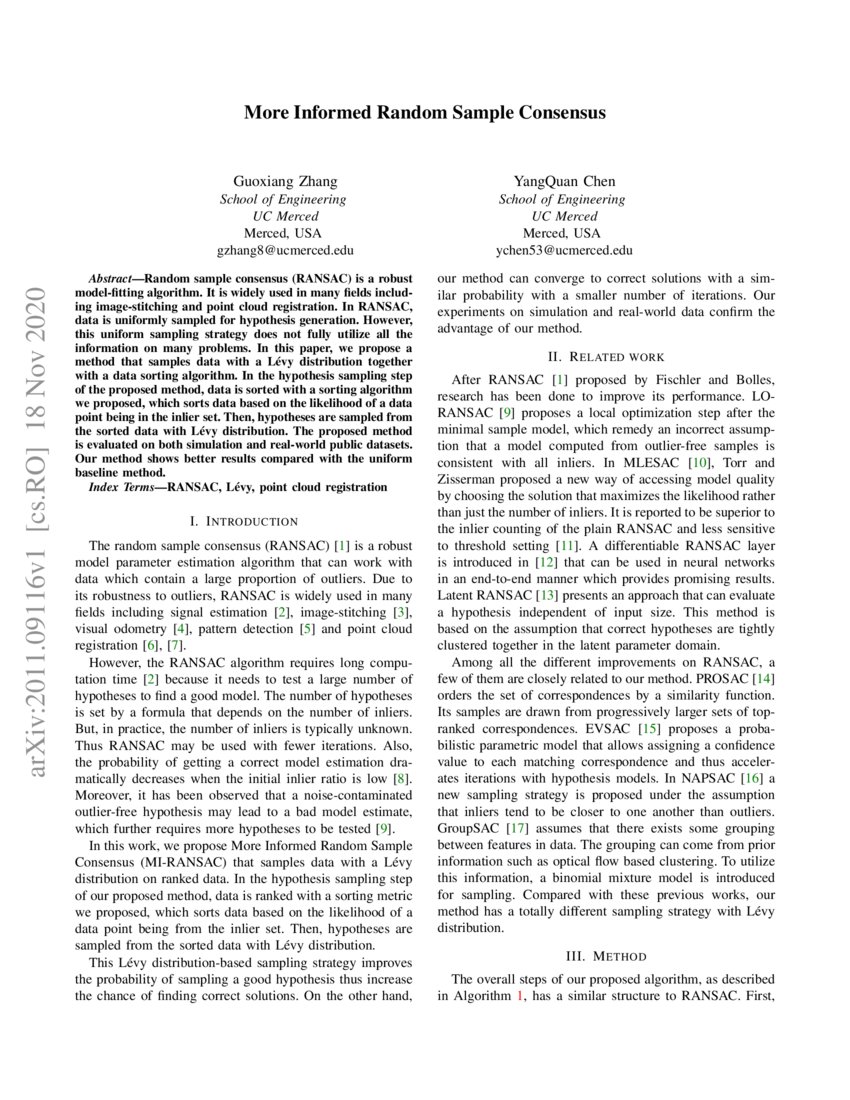 More Informed Random Sample Consensus | DeepAI