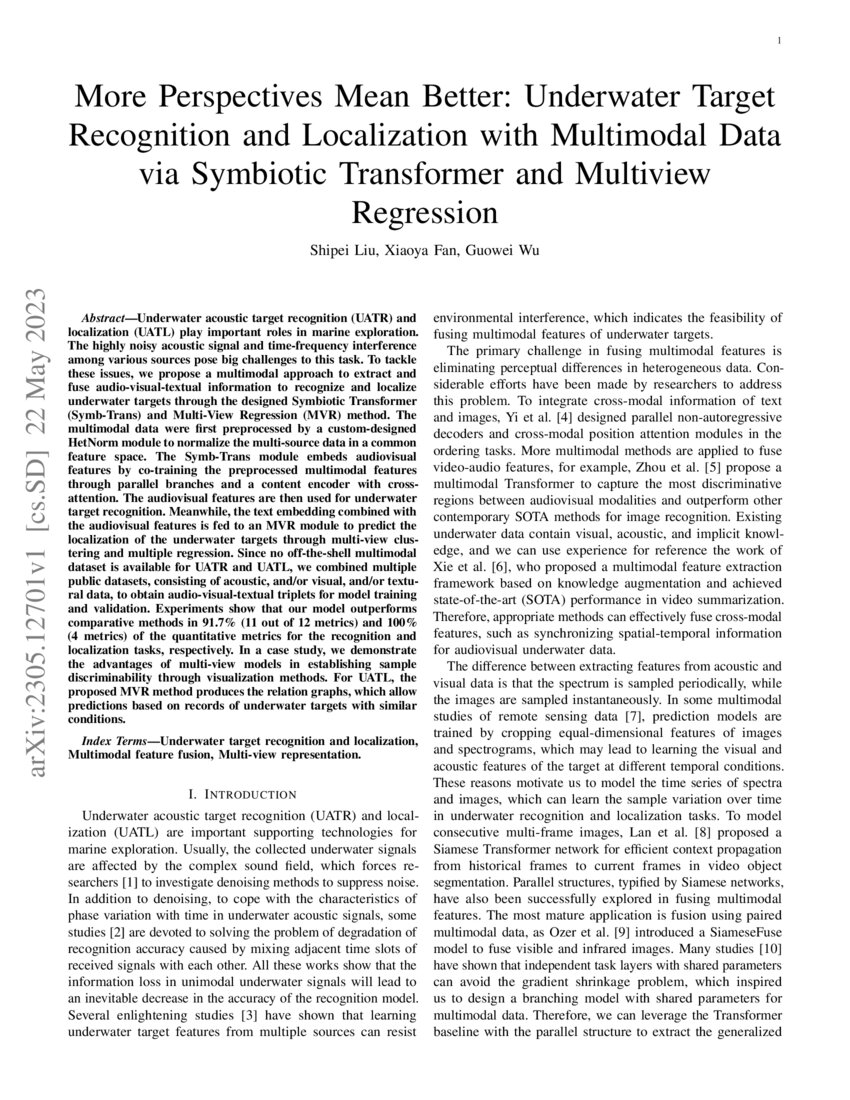 More Perspectives Mean Better: Underwater Target Recognition and ... More Perspectives Mean Better: Underwater Target Recognition and ...