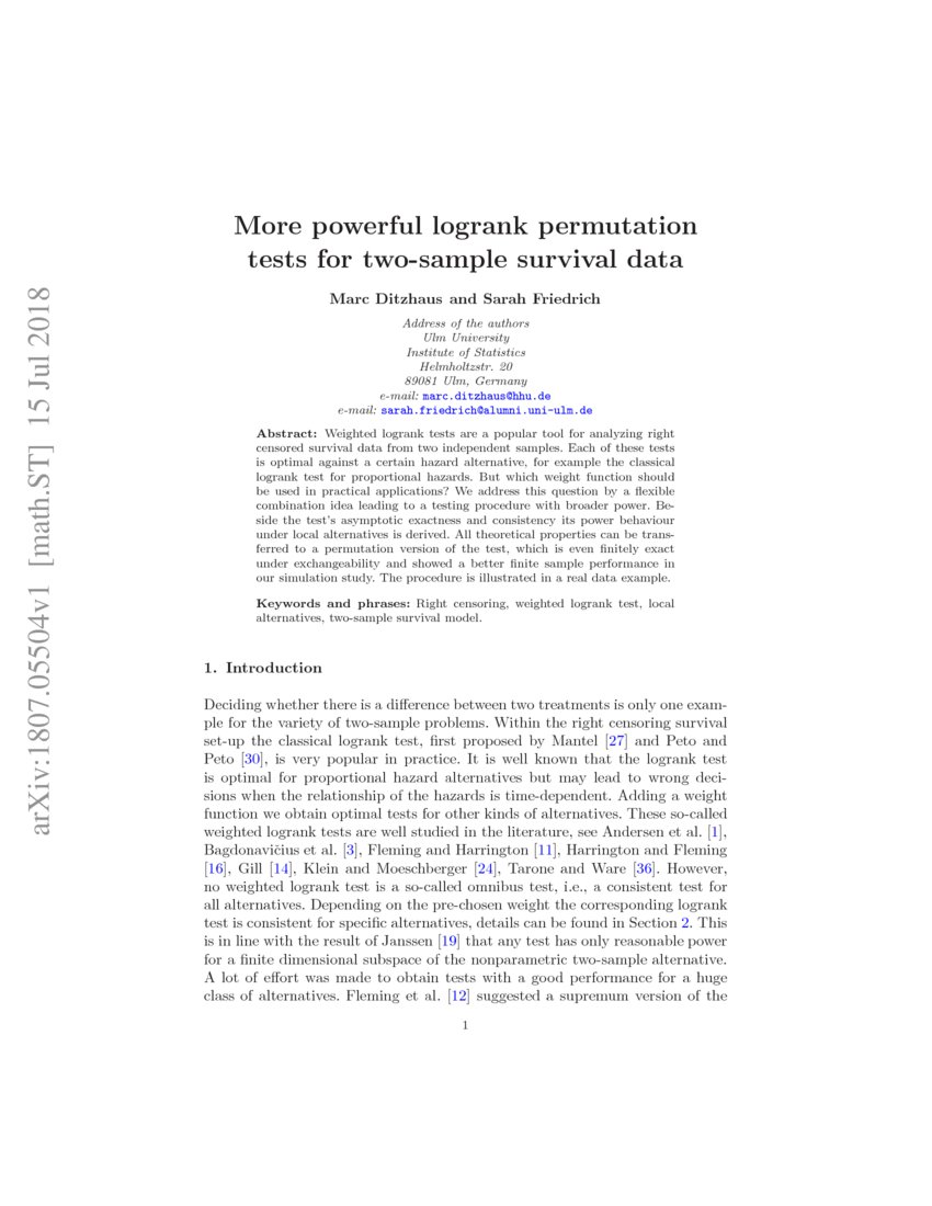 More Powerful Logrank Permutation Tests For Two Sample Survival Data