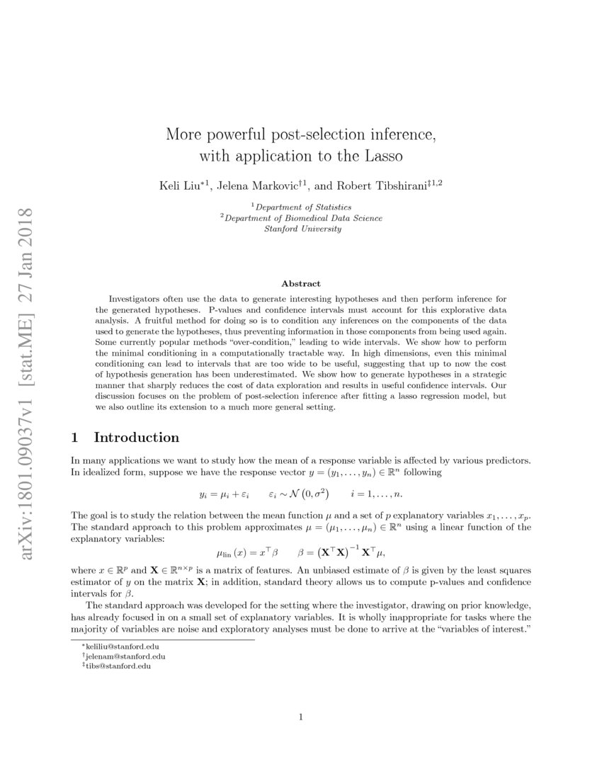 More powerful post-selection inference, with application to the Lasso | DeepAI