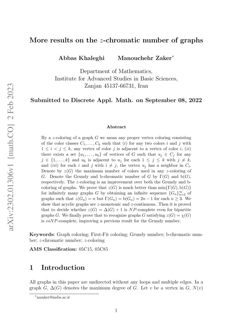More results on the z-chromatic number of graphs | DeepAI