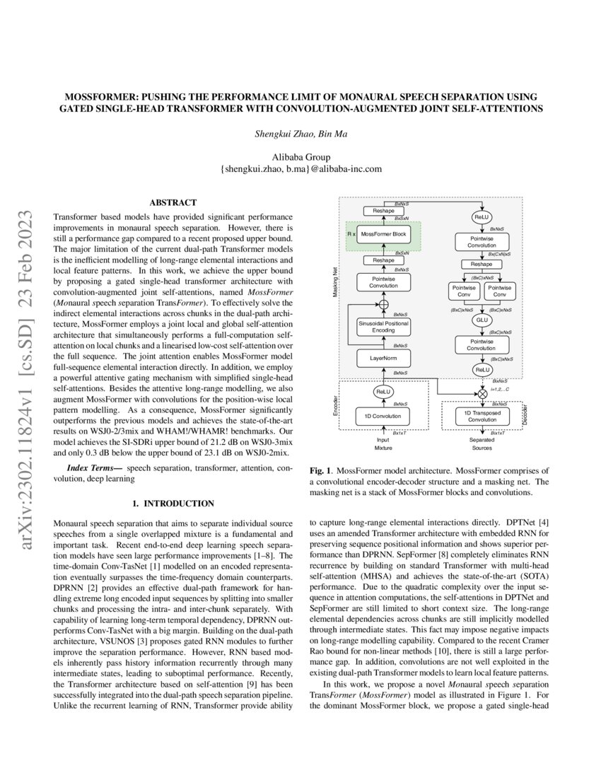 Mossformer Pushing The Performance Limit Of Monaural Speech Separation Using Gated Single Head