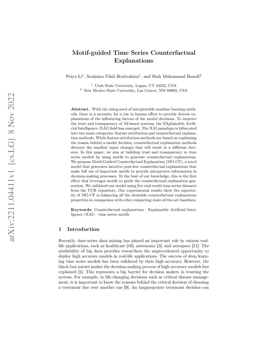 Motif-guided Time Series Counterfactual Explanations | DeepAI