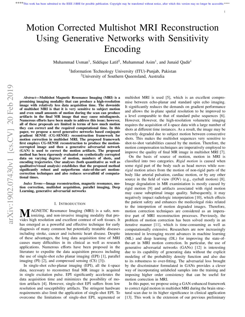 Motion Corrected Multishot MRI Reconstruction Using Generative Networks with Sensitivity ...