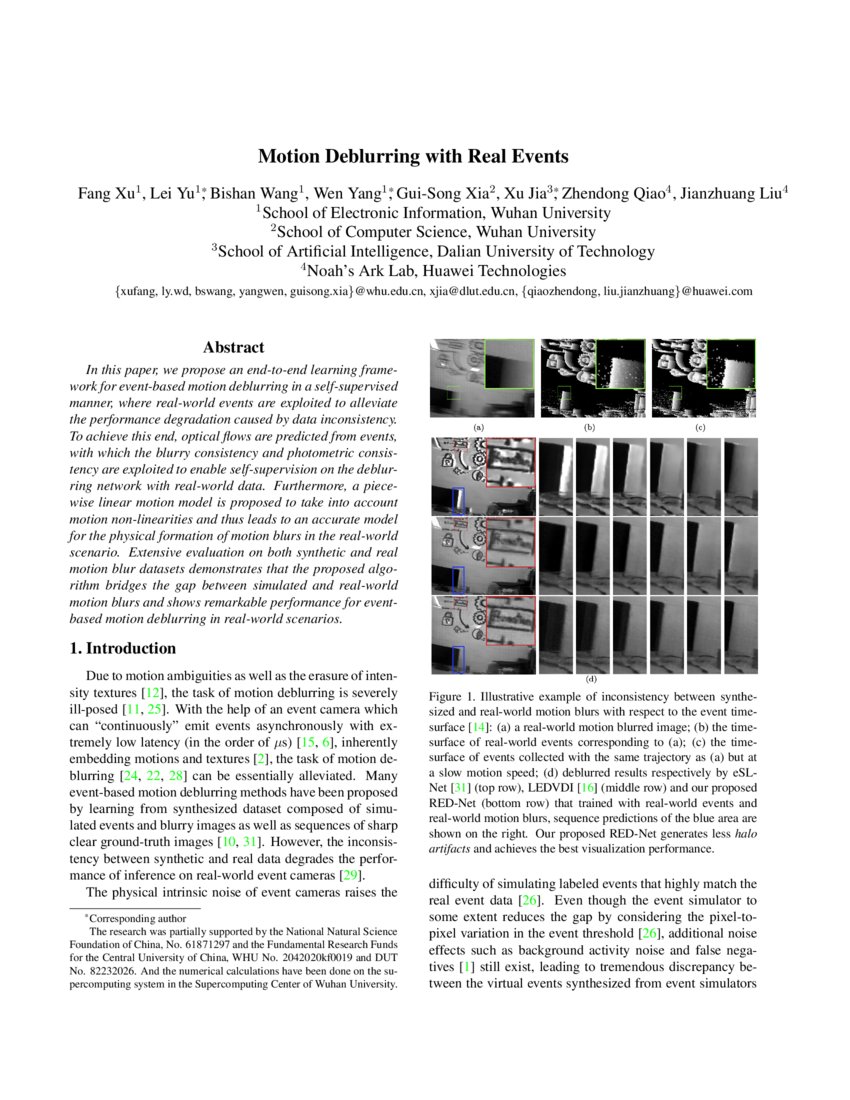 Motion Deblurring with Real Events | DeepAI