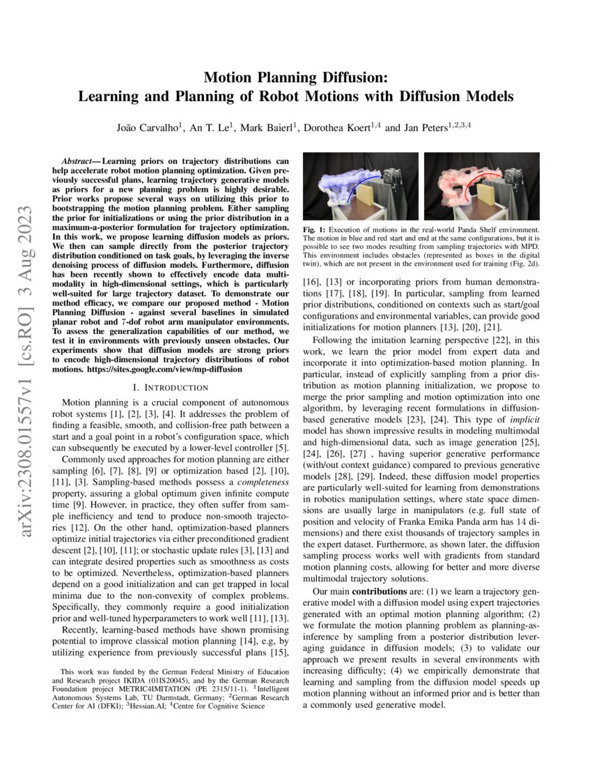 Motion Planning Diffusion: Learning and Planning of Robot Motions with Diffusion Models | DeepAI