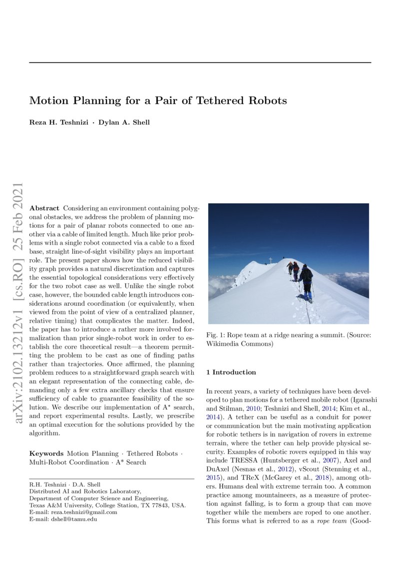 Motion Planning for a Pair of Tethered Robots | DeepAI