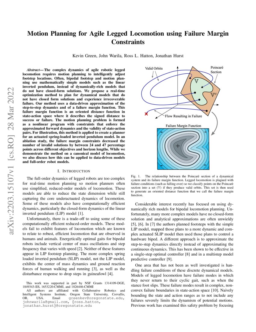 Motion Planning for Agile Legged Locomotion using Failure Margin Constraints | DeepAI
