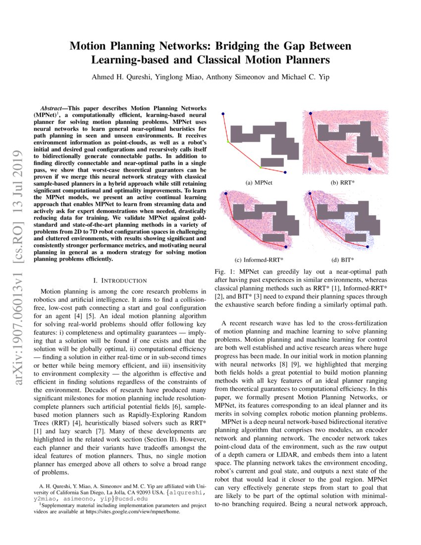 Motion Planning Networks: Bridging the Gap Between Learning-based and ...