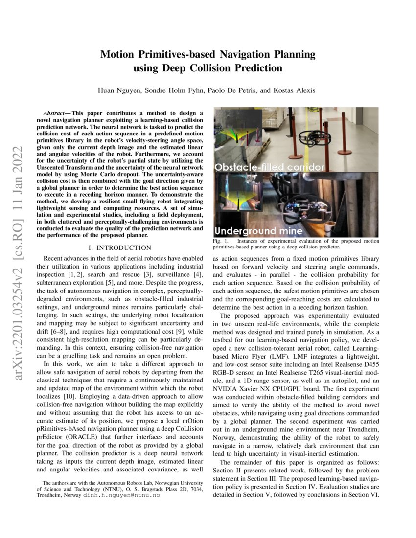 Motion Primitives Based Navigation Planning Using Deep Collision