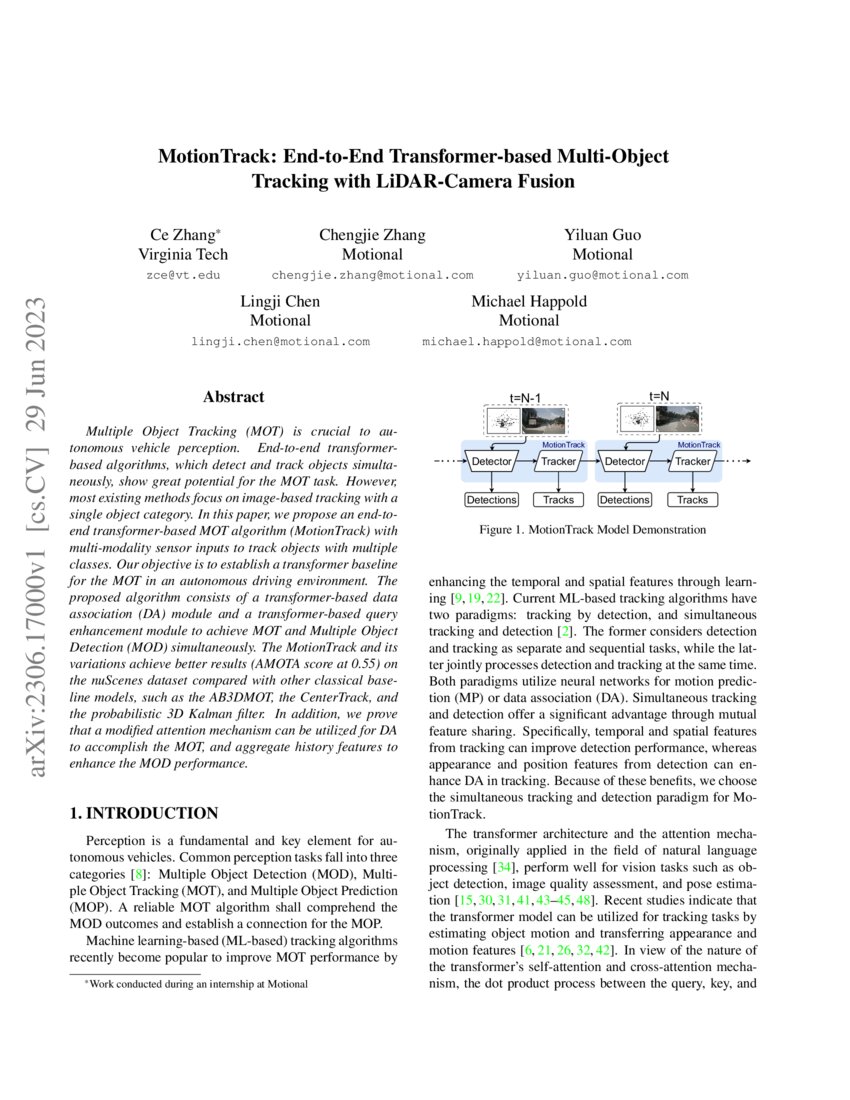 Motiontrack End To End Transformer Based Multi Object Tracing With