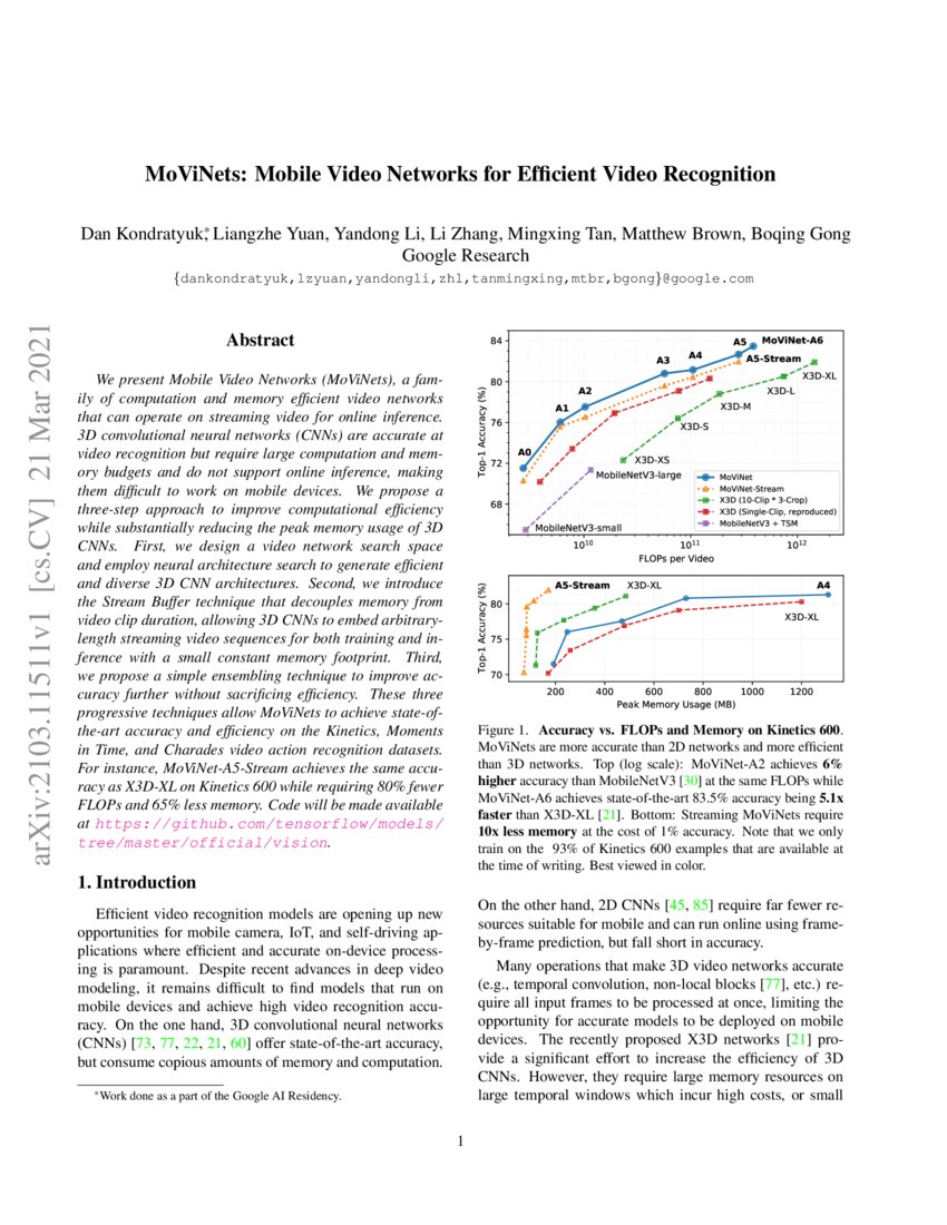 MoViNets: Mobile Video Networks for Efficient Video Recognition | DeepAI
