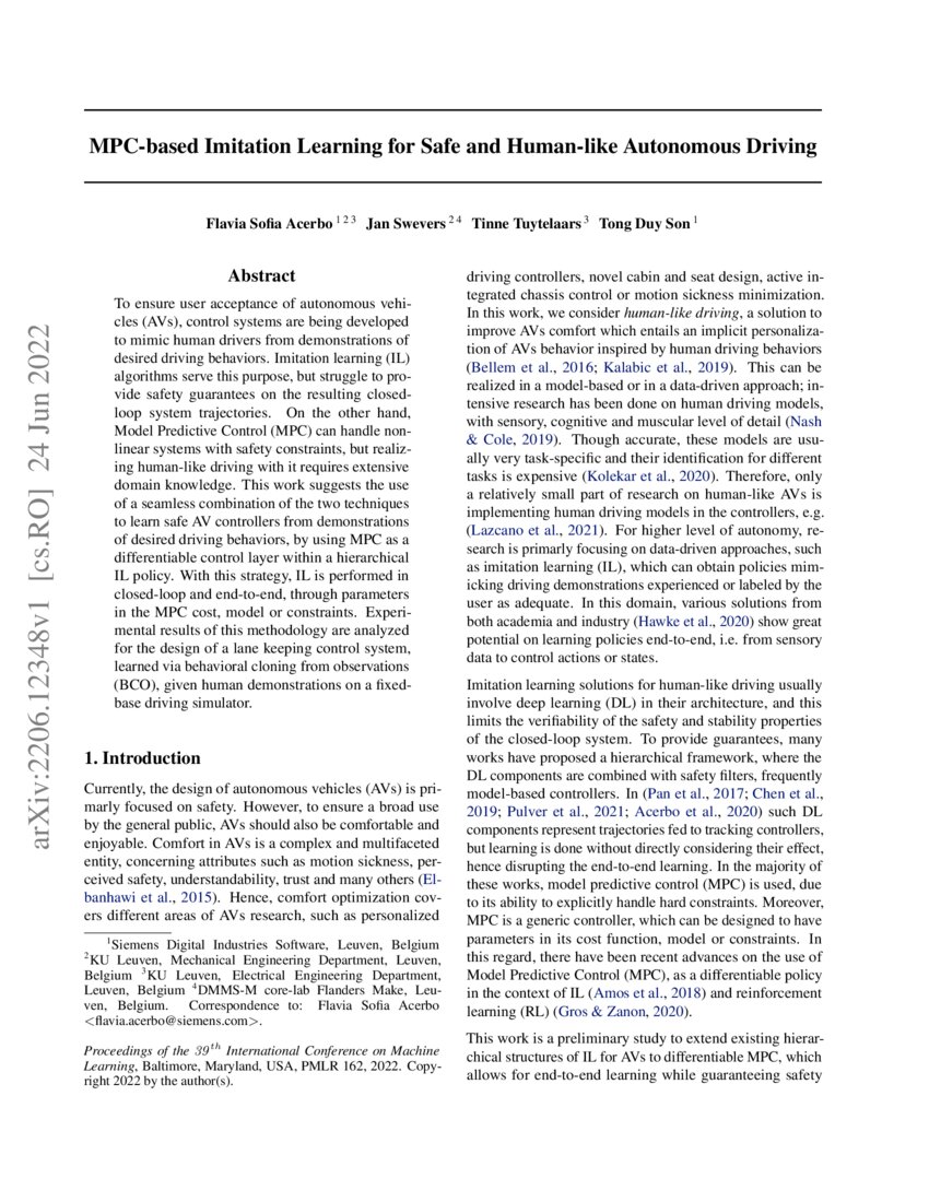 MPC-based Imitation Learning for Safe and Human-like Autonomous Driving ...